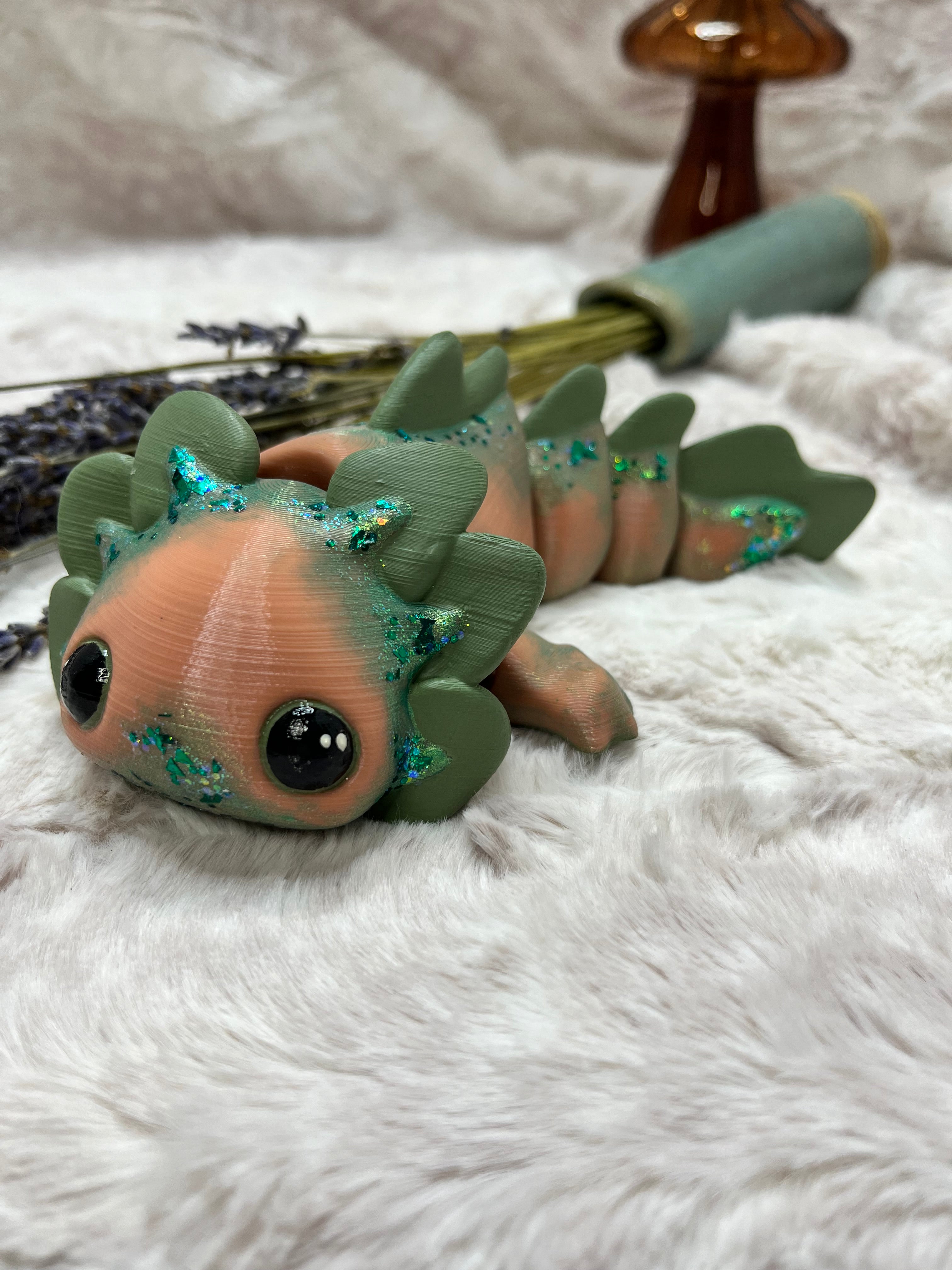 Articulated Axolotl Tadpole - Pink – Cedar and Sage Designs